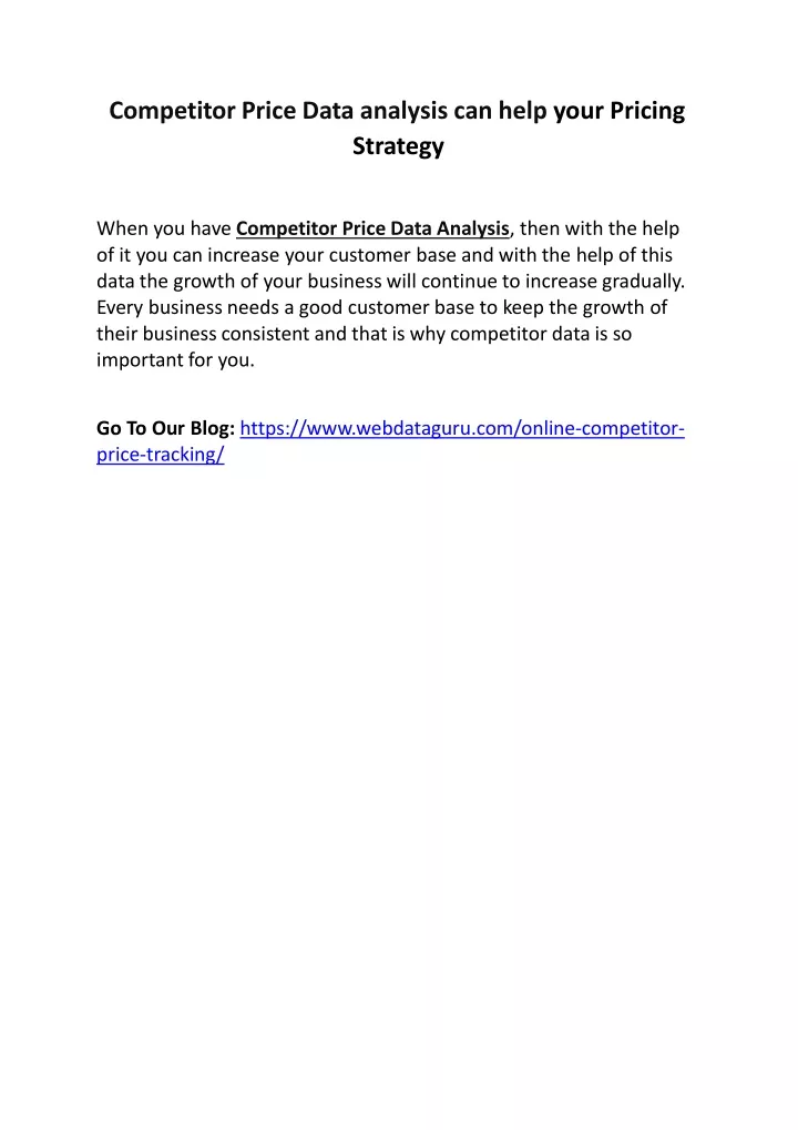 PPT - Competitor Price Data analysis can help your Pricing Strategy ...