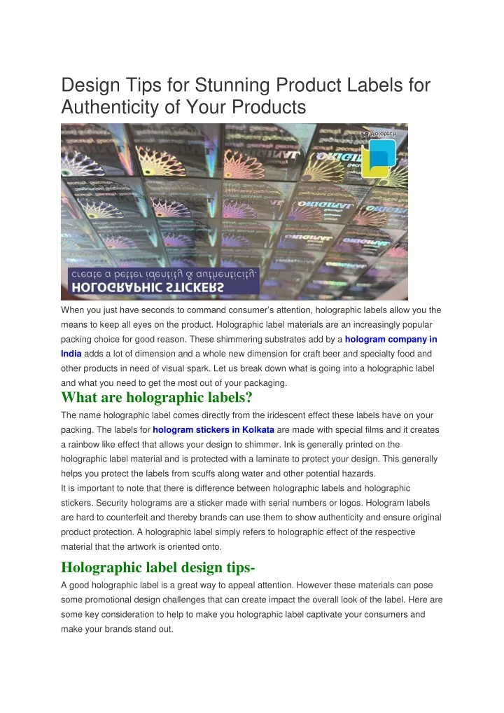 PPT - Design Tips for Stunning Product Labels for Authenticity of Your ...