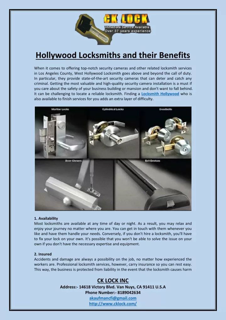Ppt Hollywood Locksmiths And Their Benefits Powerpoint Presentation