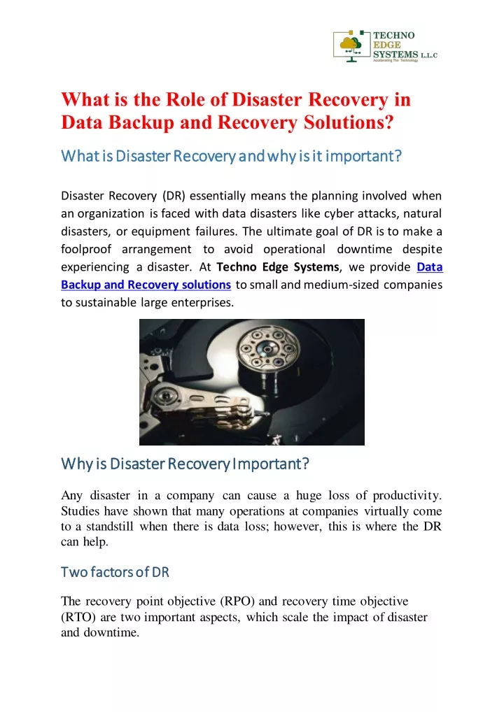 Ppt What Is The Role Of Disaster Recovery In Data Backup And Recovery
