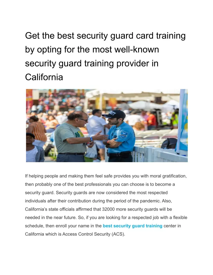 PPT - Get the best security guard card training by opting for the most ...