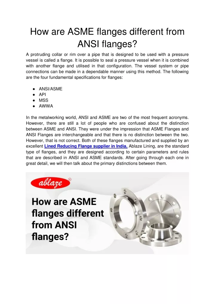 PPT - How are ASME flanges different from ANSI flanges? PowerPoint ...