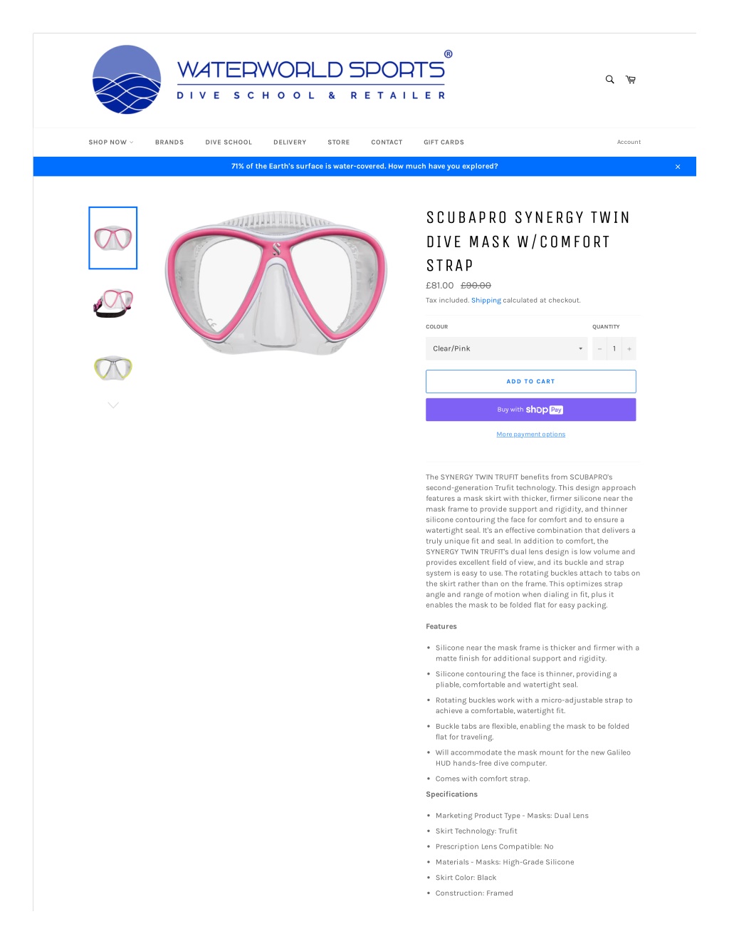 PPT - SCUBAPRO SYNERGY TWIN DIVE MASK W/COMFORT STRAP PowerPoint ...