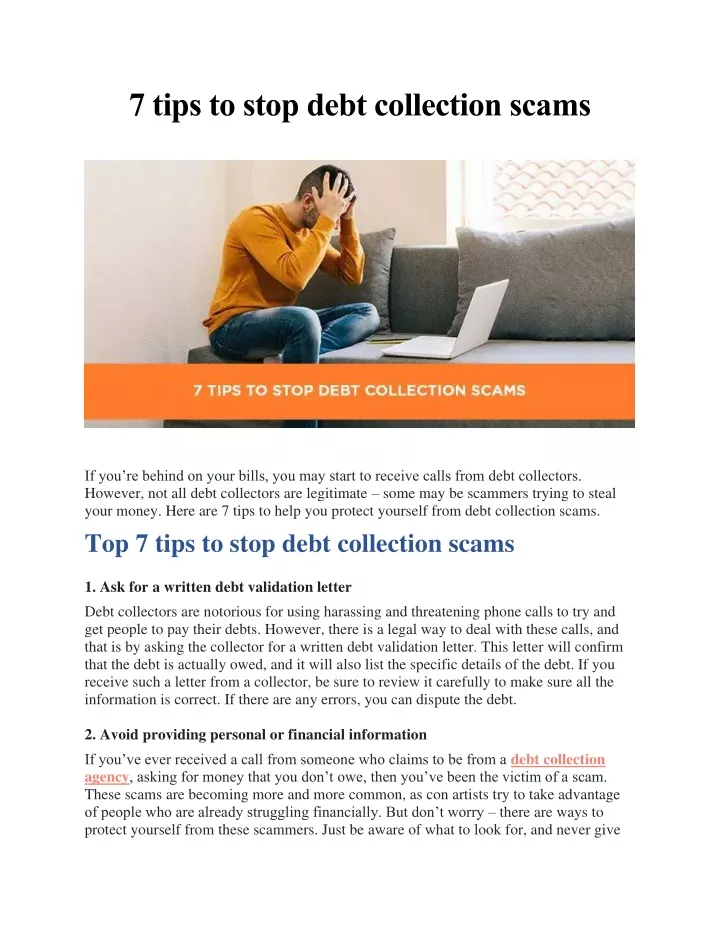 PPT - 7 tips to stop debt collection scams PowerPoint Presentation ...