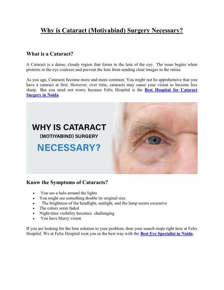 PPT - Why is Cataract (Motiyabind) Surgery Necessary PowerPoint ...