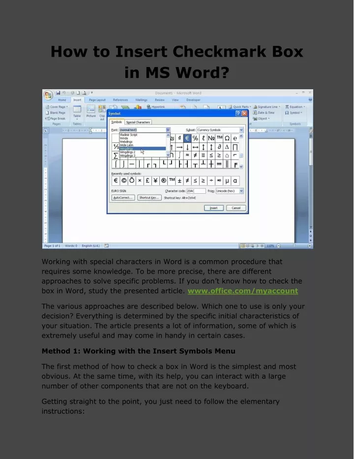 PPT - How to Insert Checkmark Box in MS Word PowerPoint Presentation ...