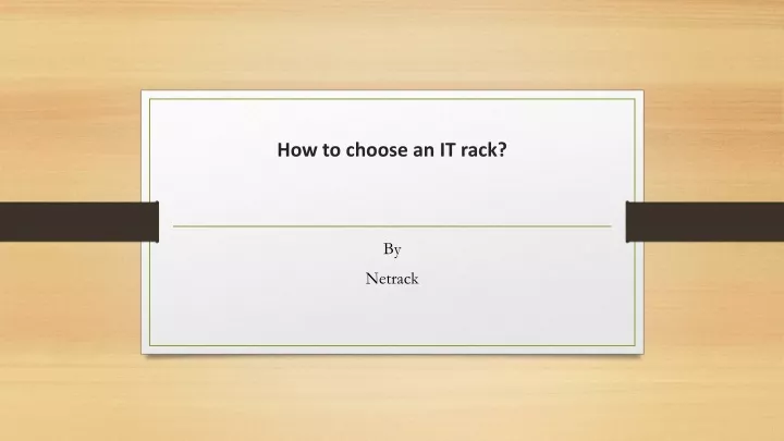PPT - How to choose an IT rack PowerPoint Presentation, free download ...