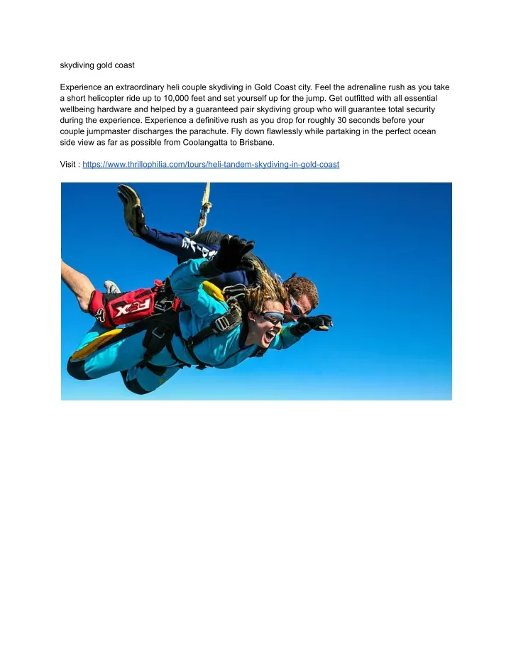 PPT - skydiving gold coast PowerPoint Presentation, free download - ID ...
