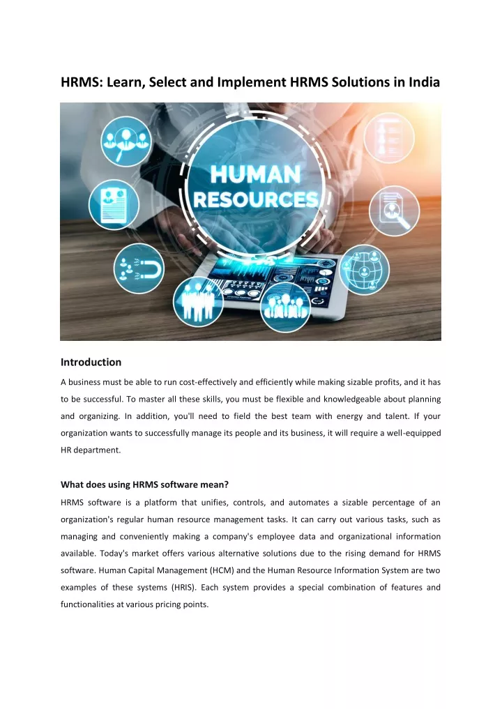 PPT - HRMS Learn, Select and Implement HRMS Solutions in India (1 ... PPT - HRMS Learn, Select and Implement HRMS Solutions in India (1 ...