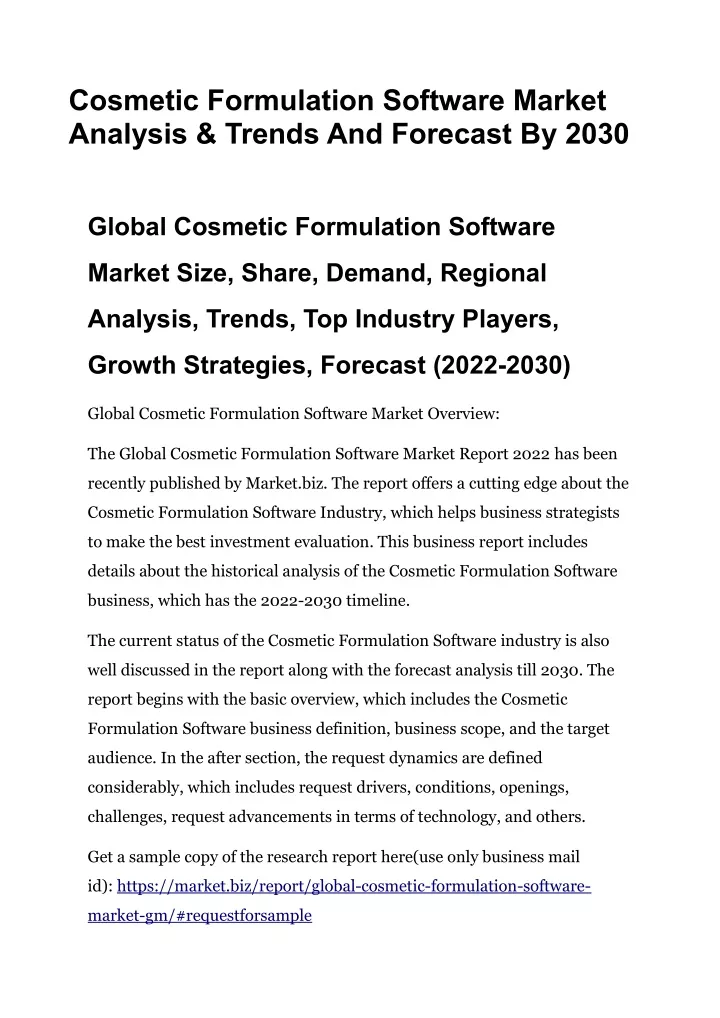 PPT - Cosmetic Formulation Software Market Analysis & Trends And ...