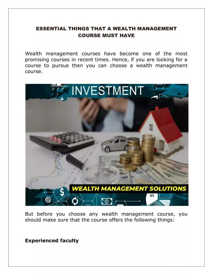 PPT - ESSENTIAL THINGS THAT A WEALTH MANAGEMENT COURSE MUST HAVE ...
