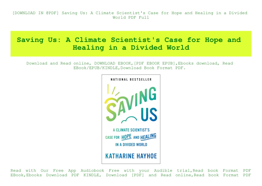 PPT - [DOWNLOAD IN @PDF] Saving Us A Climate Scientist's Case for Hope ...