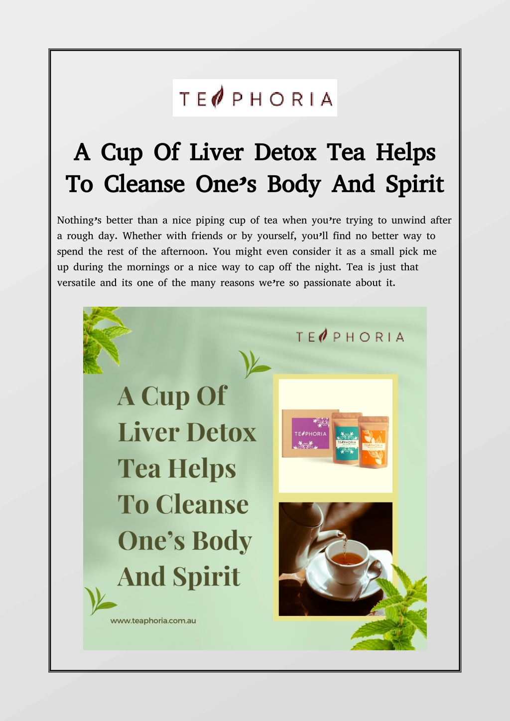 Ppt A Cup Of Liver Detox Tea Helps To Cleanse Ones Body And Spirit
