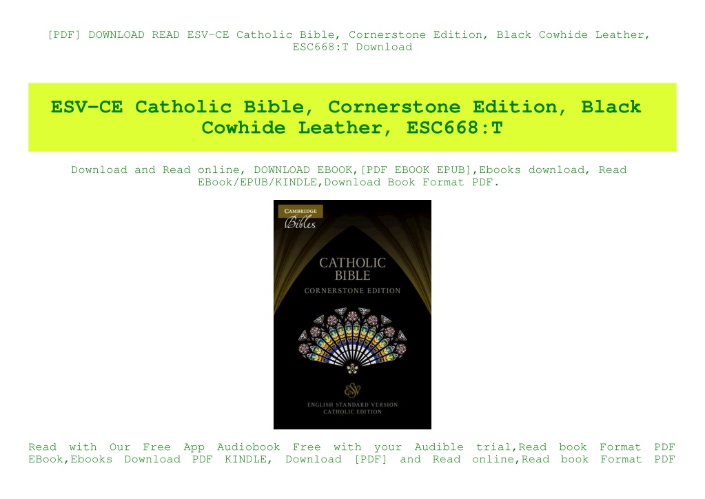 PPT - [PDF] DOWNLOAD READ ESV-CE Catholic Bible Cornerstone Edition ...