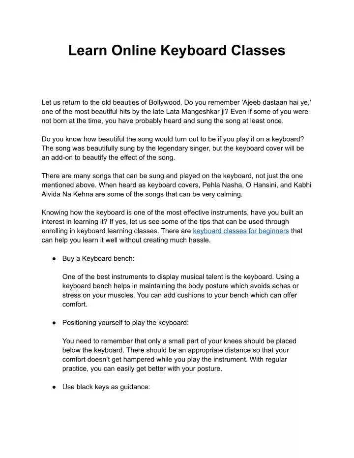 PPT - Learn Online Keyboard Classes PowerPoint Presentation, free ...