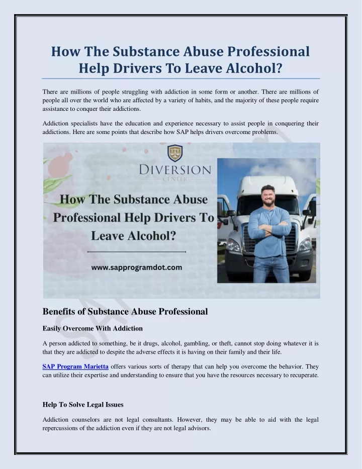 PPT - How The Substance Abuse Professional Help Drivers To Leave ...