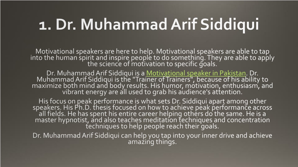 PPT - Top 3 Motivational Speakers in Pakistan - Arif Siddiqui ...