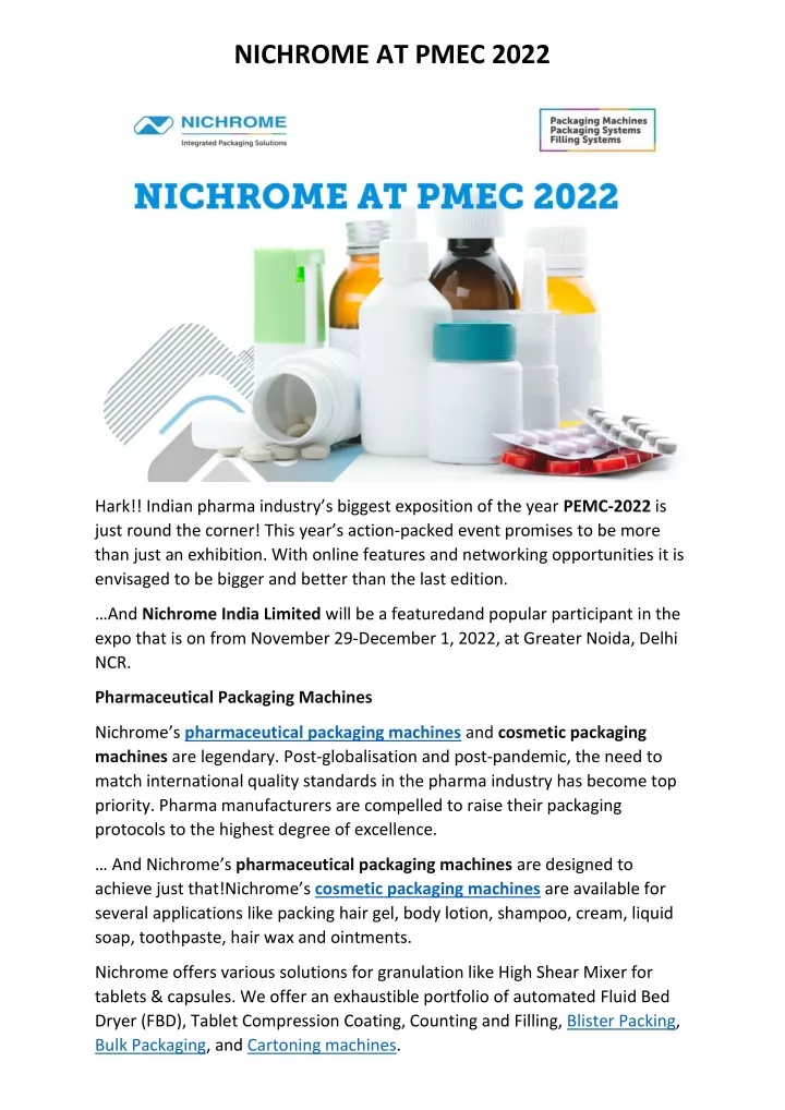 PPT - NICHROME AT PMEC INDIA 2022 PowerPoint Presentation, free ...