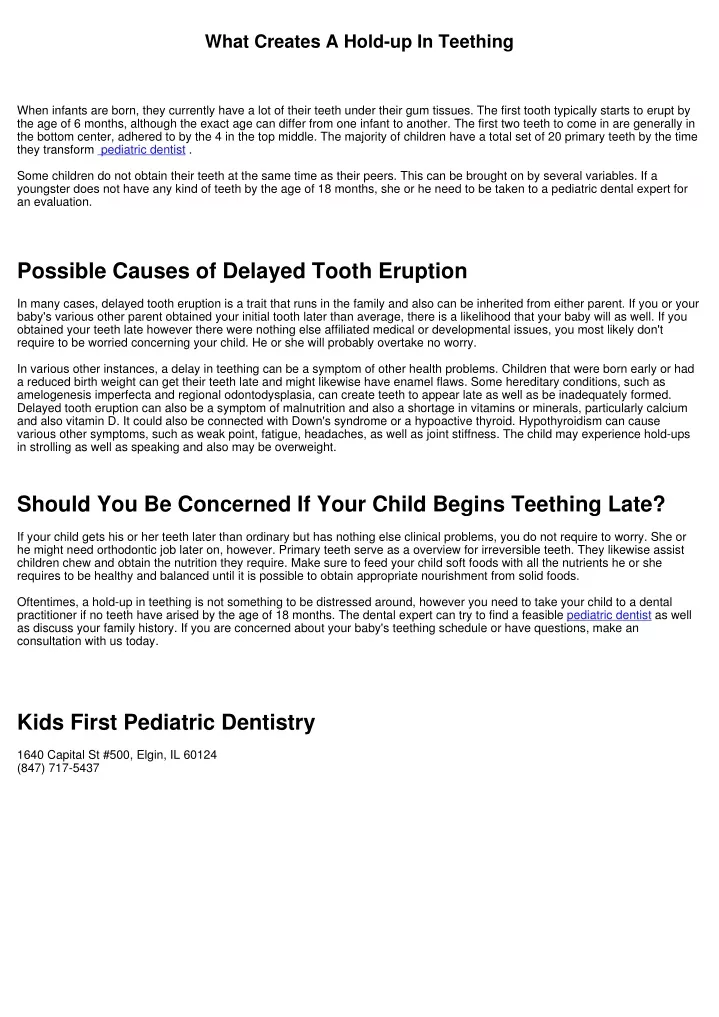 PPT - What Causes A Hold-up In Teething PowerPoint Presentation, free ...