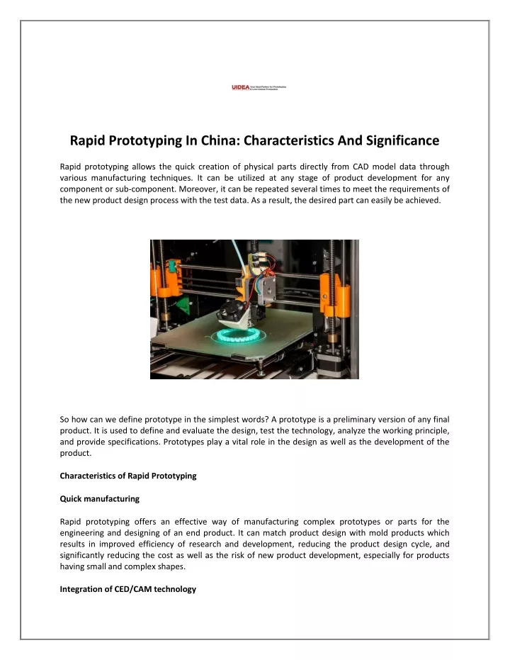 PPT - Rapid Prototyping In China: Characteristics And Significance ...