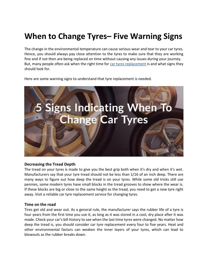 PPT - When to Change Tyres– Five Warning Signs PowerPoint Presentation ...