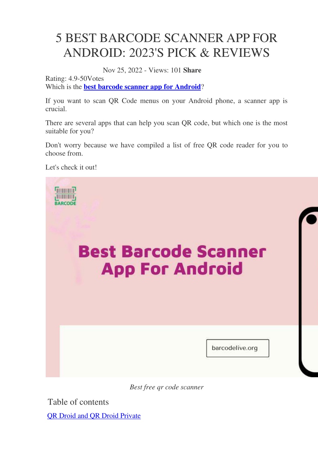 PPT 5 Best Barcode Scanner App For Android Top Customer Pick
