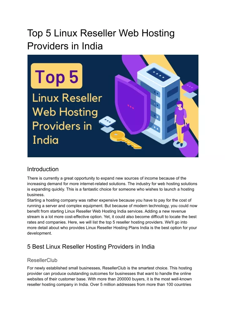 PPT - Top 5 Linux Reseller Web Hosting Providers in India PowerPoint ...