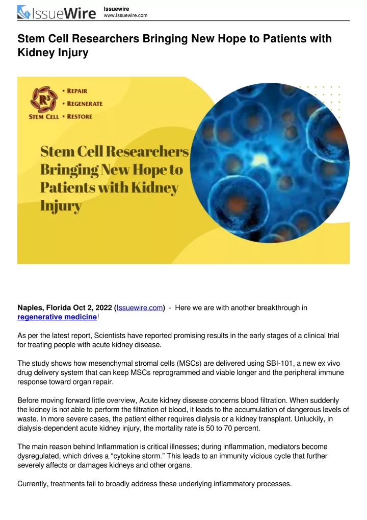 PPT - Stem Cell Researchers Bringing New Hope to Patients with Kidney ... PPT - Stem Cell Researchers Bringing New Hope to Patients with Kidney ...