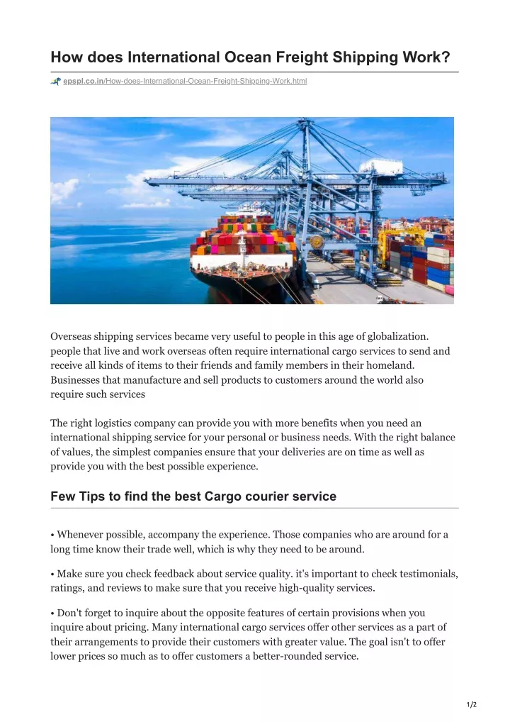 PPT - How does International Ocean Freight Shipping Work PowerPoint ...