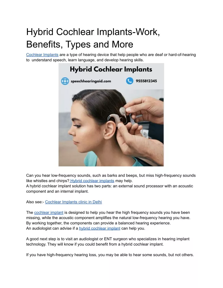 PPT - Hybrid Cochlear Implants-Work, Benefits, Types and More ...
