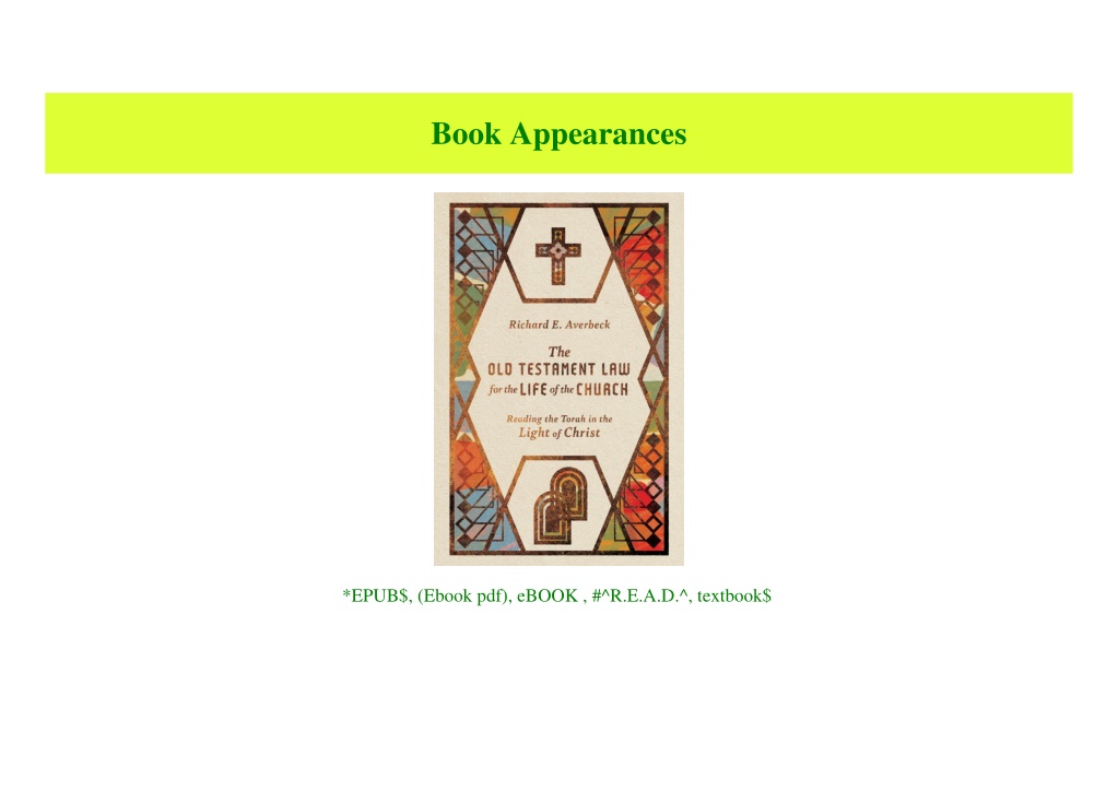 PPT - Pdf [download]^^ The Old Testament Law for the Life of the Church ...