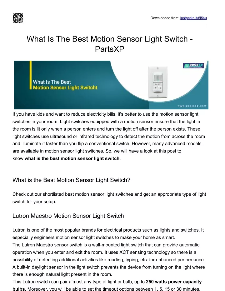 PPT - What is Best Motion Sensor Light Switch- PartsXP PowerPoint ...
