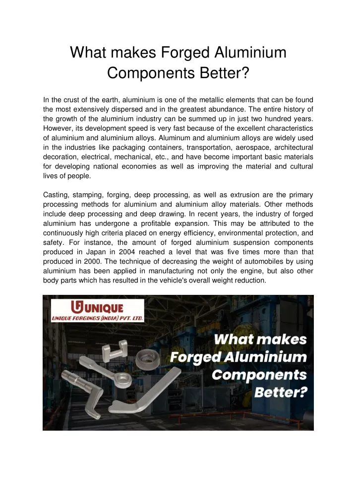 PPT - What makes Forged Aluminium Components Better PowerPoint ...