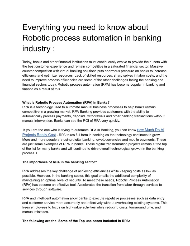 PPT - RPA in Banking - Google Docs PowerPoint Presentation, free ...