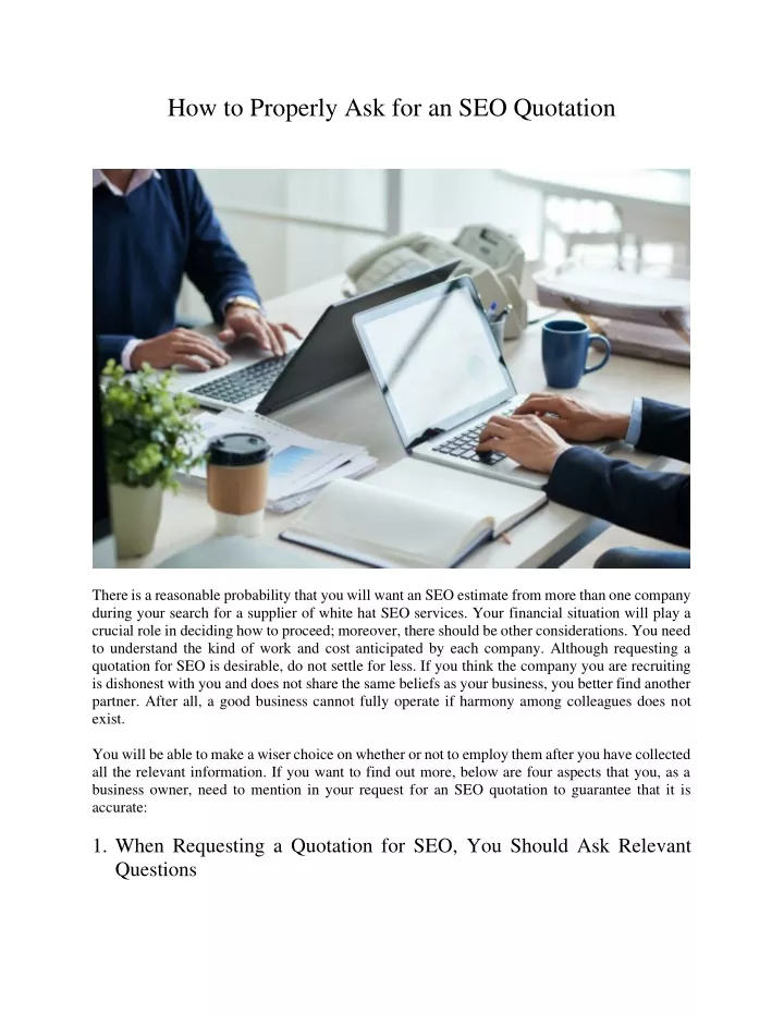 PPT - How to Properly Ask for an SEO Quotation PowerPoint Presentation ...