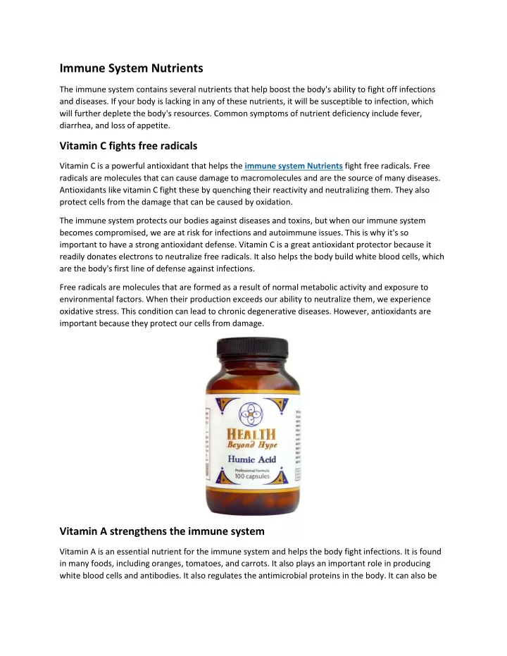 PPT - Immune System Nutrients PowerPoint Presentation, free download ...