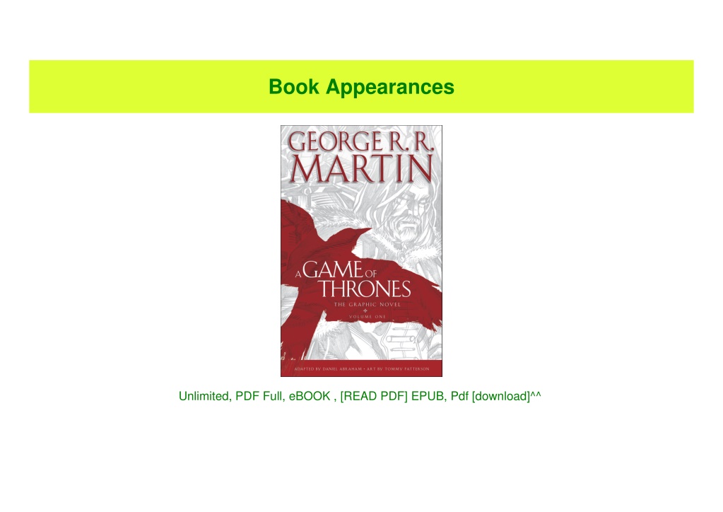 PPT - ReadOnline A Game of Thrones The Graphic Novel Volume One [R.A.R ...