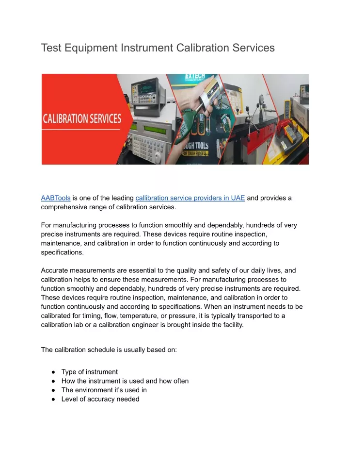 PPT - Test Equipment Instrument Calibration Services PowerPoint ... PPT - Test Equipment Instrument Calibration Services PowerPoint ...
