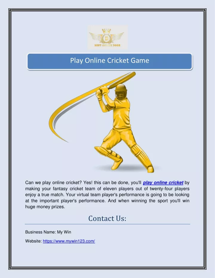 PPT - Play Online Cricket Game PowerPoint Presentation, free download ...