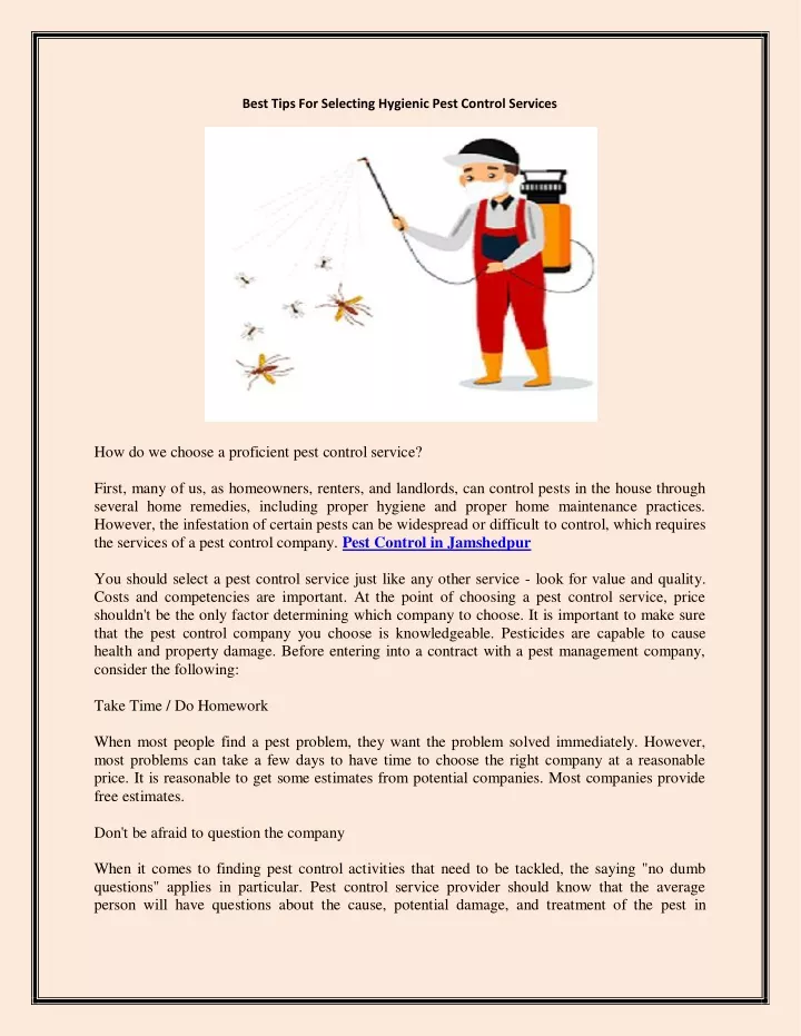 PPT - Best Tips For Selecting Hygienic Pest Control Services PowerPoint ...