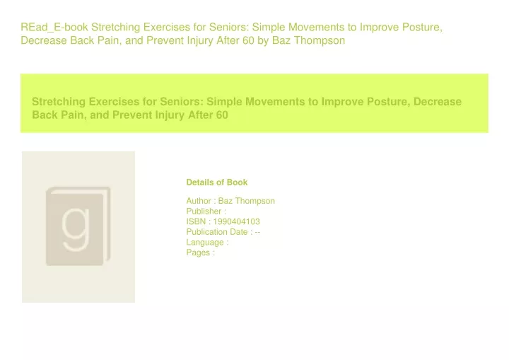PPT - REad_E-book Stretching Exercises for Seniors Simple Movements to ... PPT - REad_E-book Stretching Exercises for Seniors Simple Movements to ...