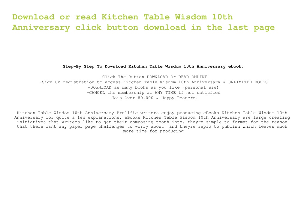 PPT - ^PDF/READ)DOWNLOAD Kitchen Table Wisdom 10th Anniversary by ...