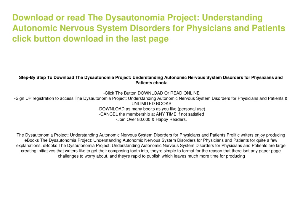 Ppt Download [pdf] The Dysautonomia Project Understanding Autonomic