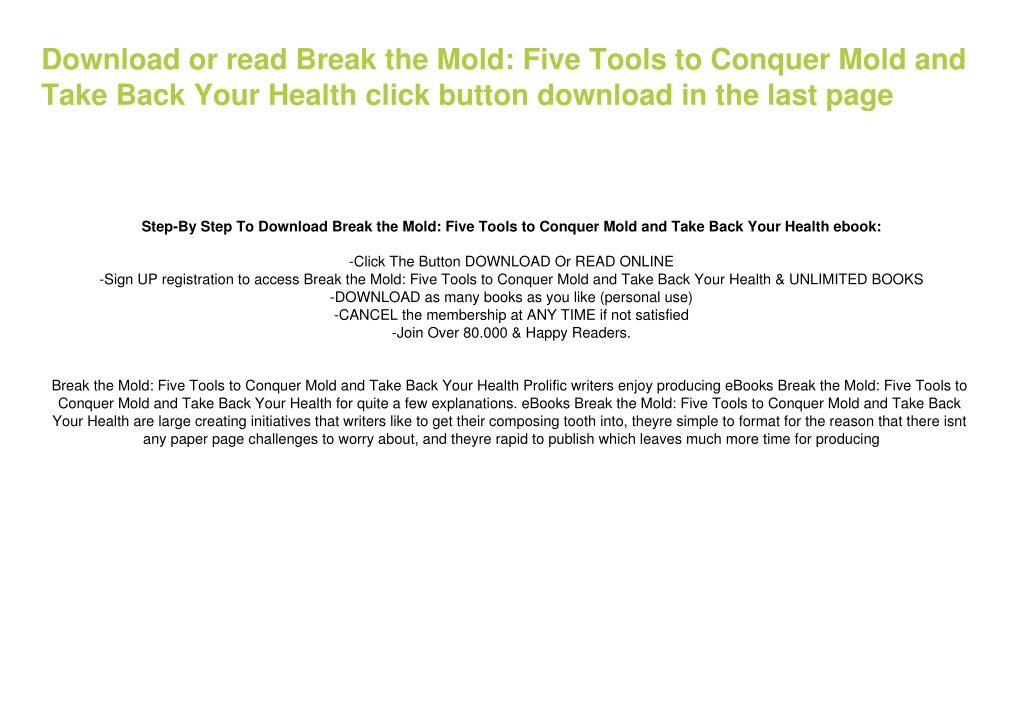 PPT - REad_E-book Break the Mold Five Tools to Conquer Mold and Take ...