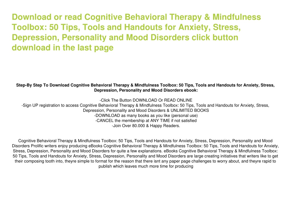 PPT - [P.D.F_book] Cognitive Behavioral Therapy & Mindfulness Toolbox ...