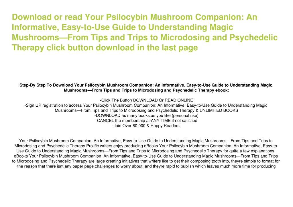 PPT - ^P.D.F_EPUB^ Your Psilocybin Mushroom Companion An Informative ... PPT - ^P.D.F_EPUB^ Your Psilocybin Mushroom Companion An Informative ...