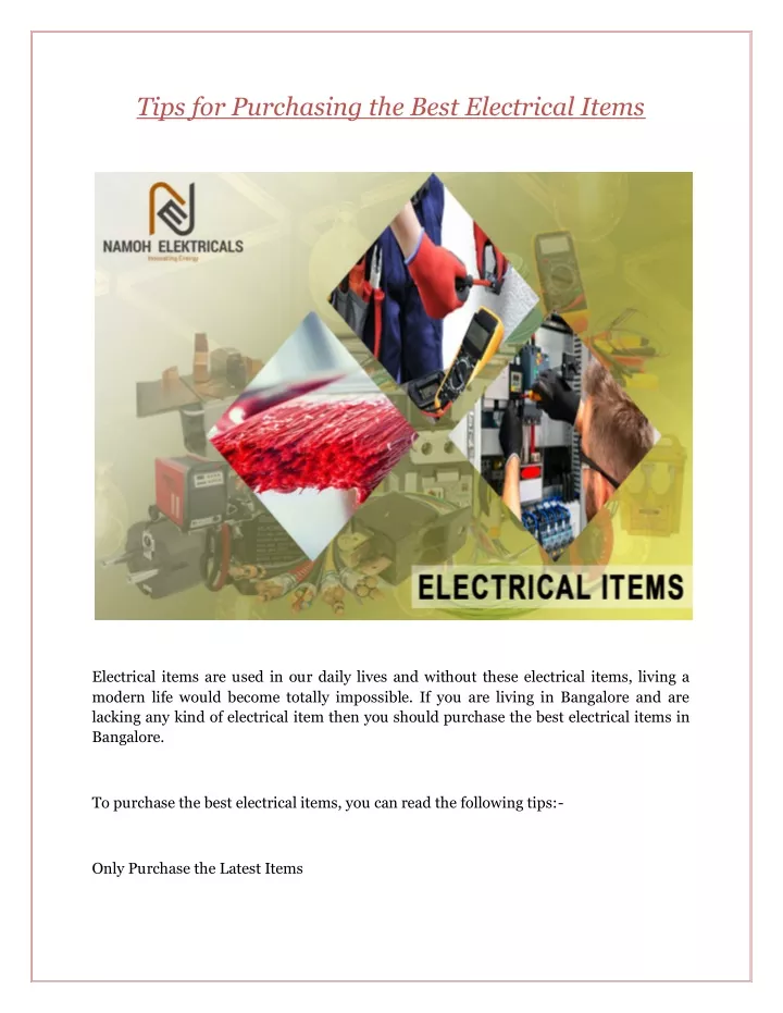 PPT - Tips for Purchasing the Best Electrical Items PowerPoint ...