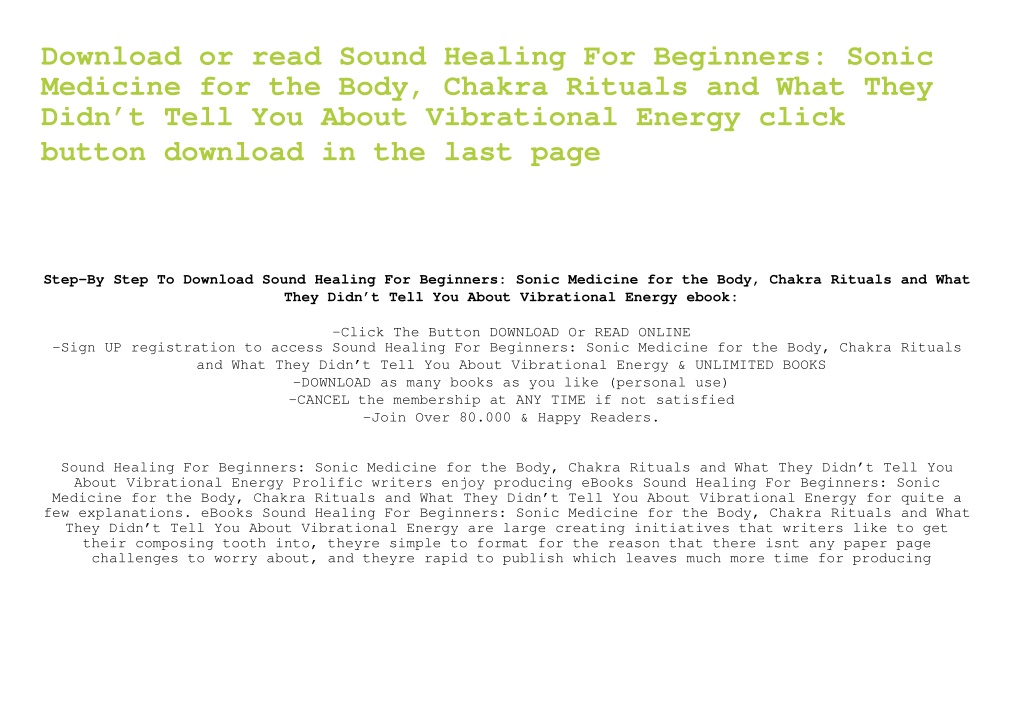 PPT - BEST PDF Sound Healing For Beginners Sonic Medicine for the Body ...