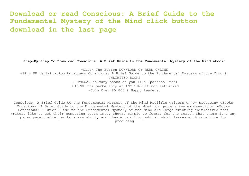 PPT - [GET] PDF Conscious A Brief Guide to the Fundamental Mystery of ...