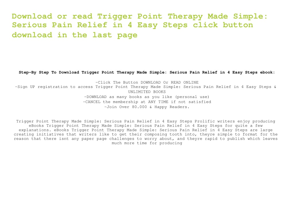 PPT - ^EPUB/ONLINE)DOWNLOAD Trigger Point Therapy Made Simple Serious ...